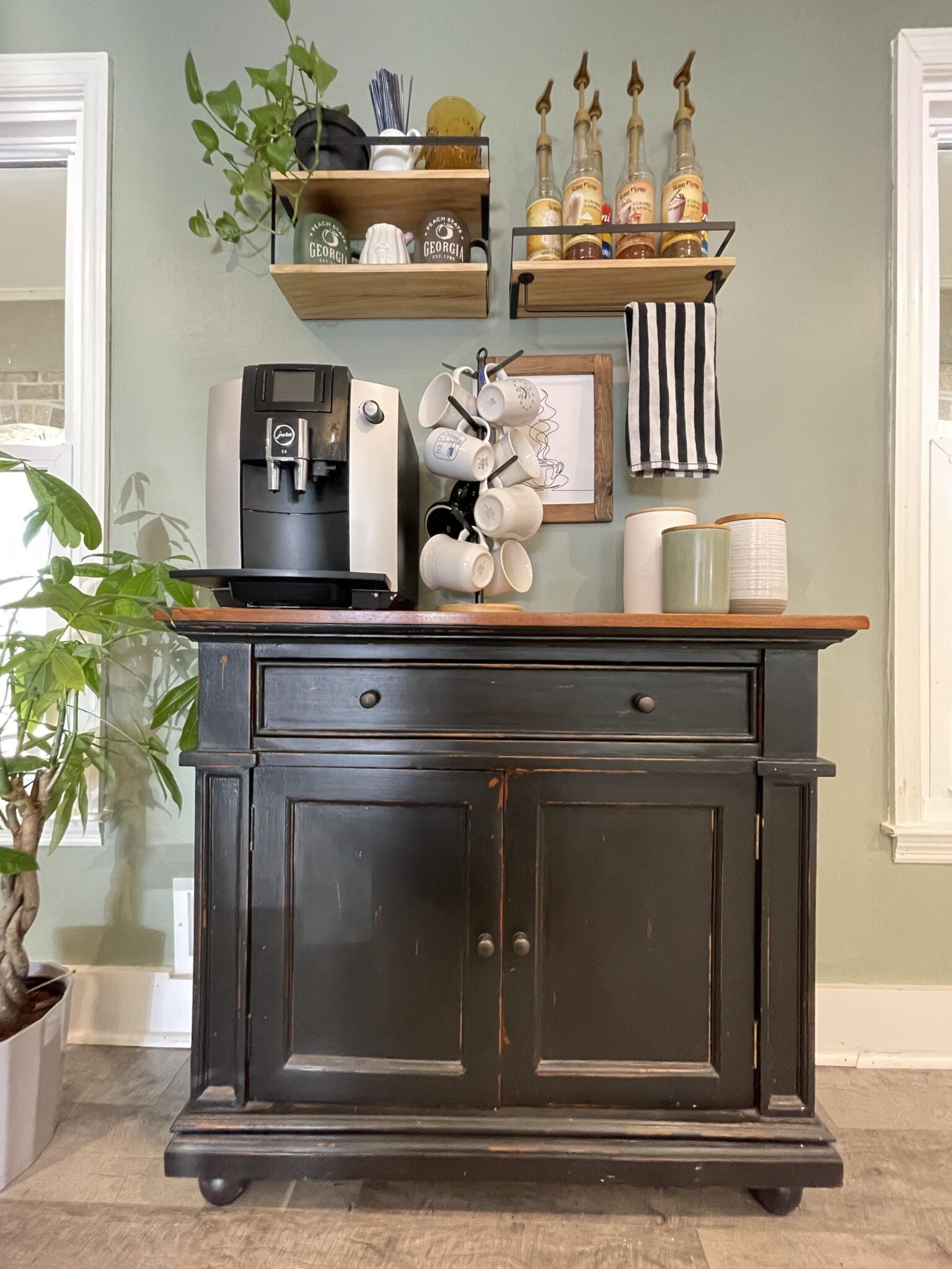 Our DIY Coffee Bar With Thrifted Cabinet - House On Austin