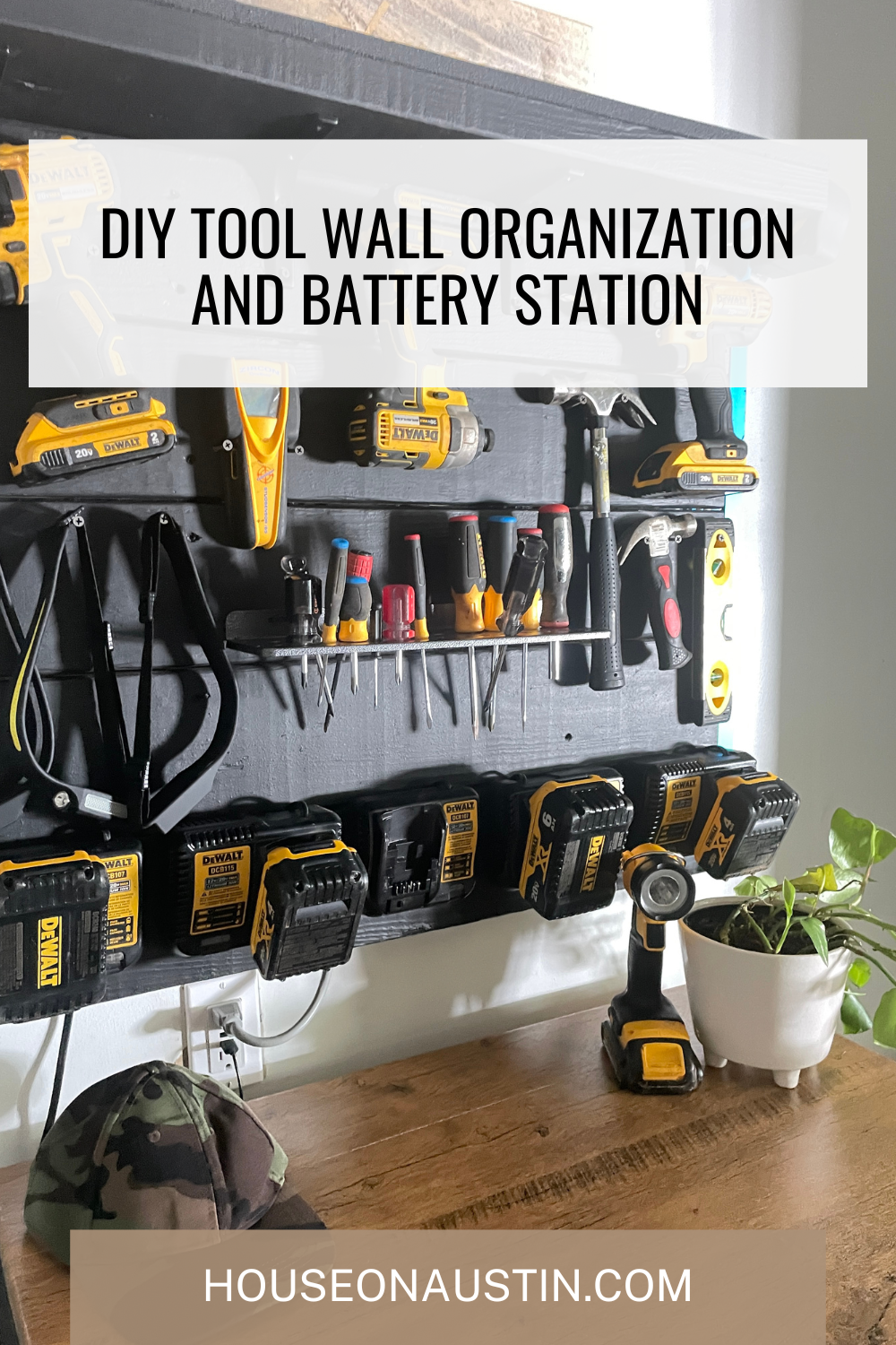 DIY Tool Wall Organization And Battery Station With Pallet Boards