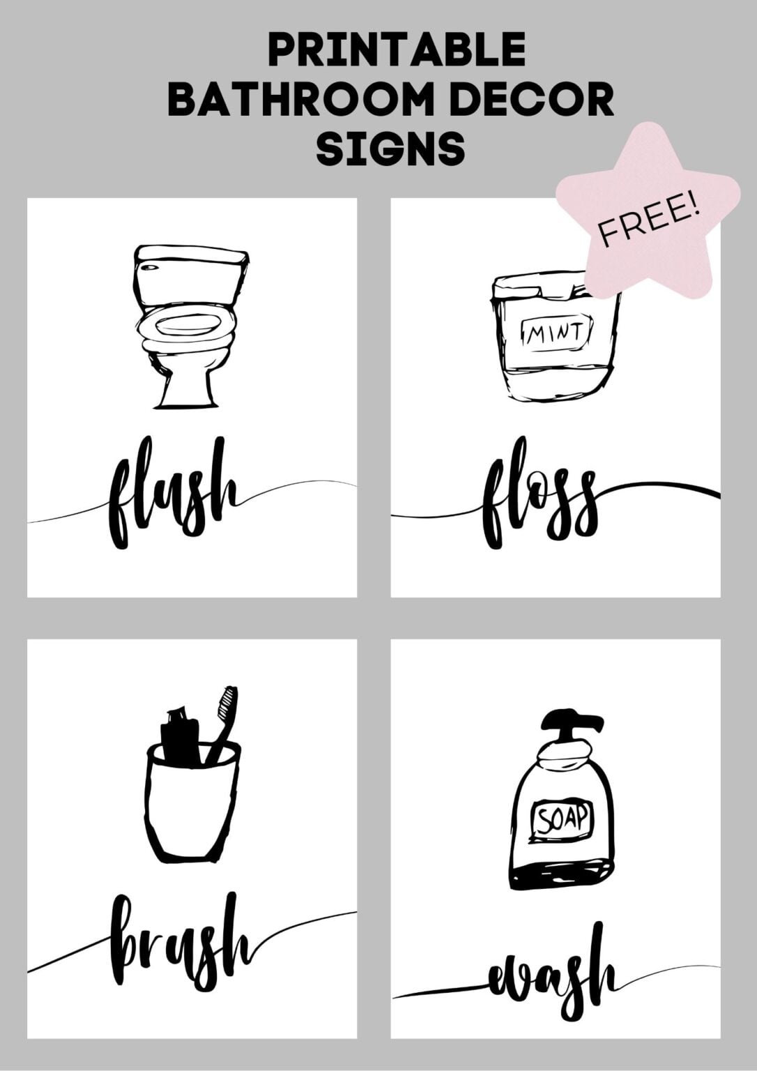 Free Printable Bathroom Decor Signs {Set of 4} - House On Austin