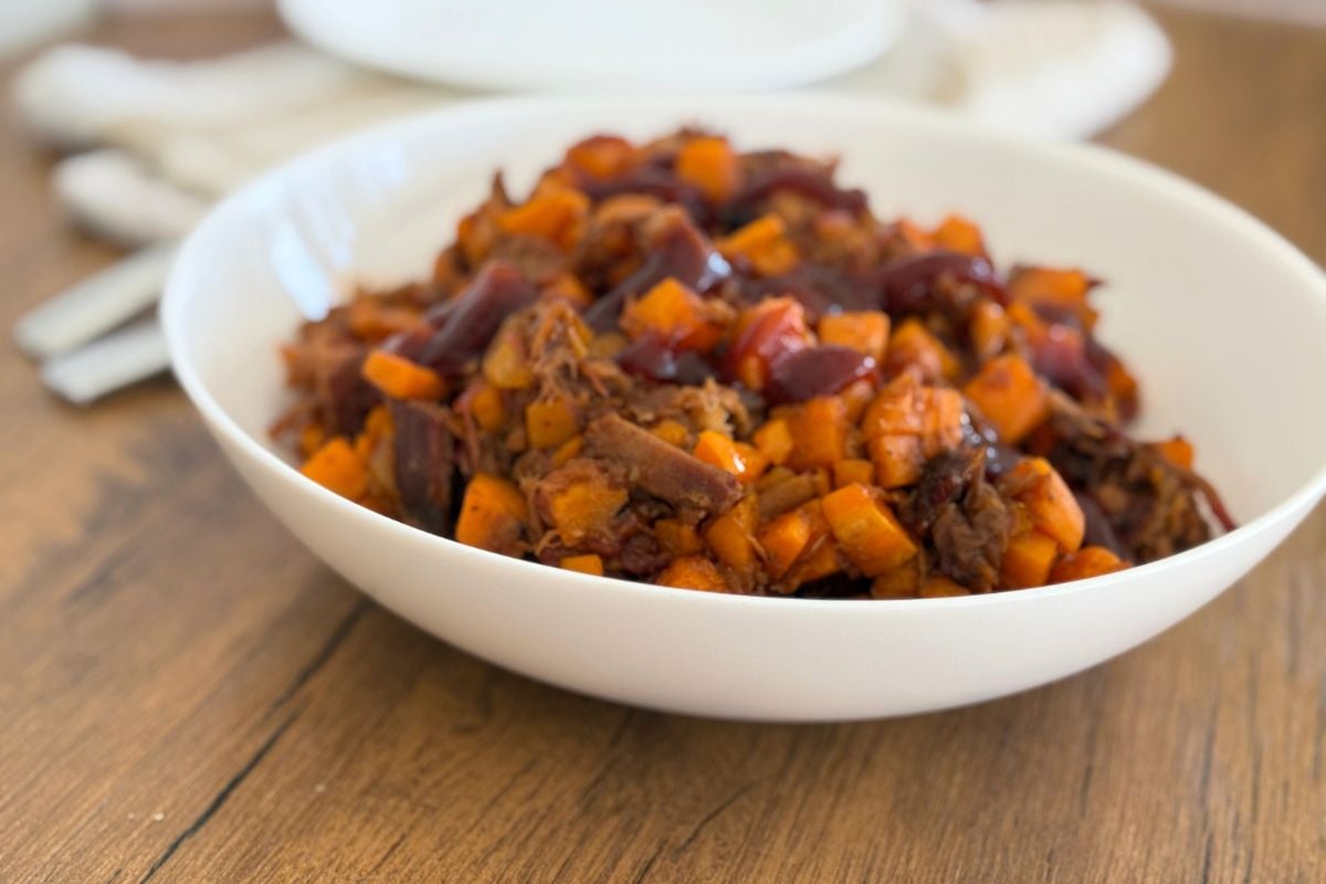 BBQ Leftover Pulled Pork or Chicken with Sweet Potato Hash - House On ...